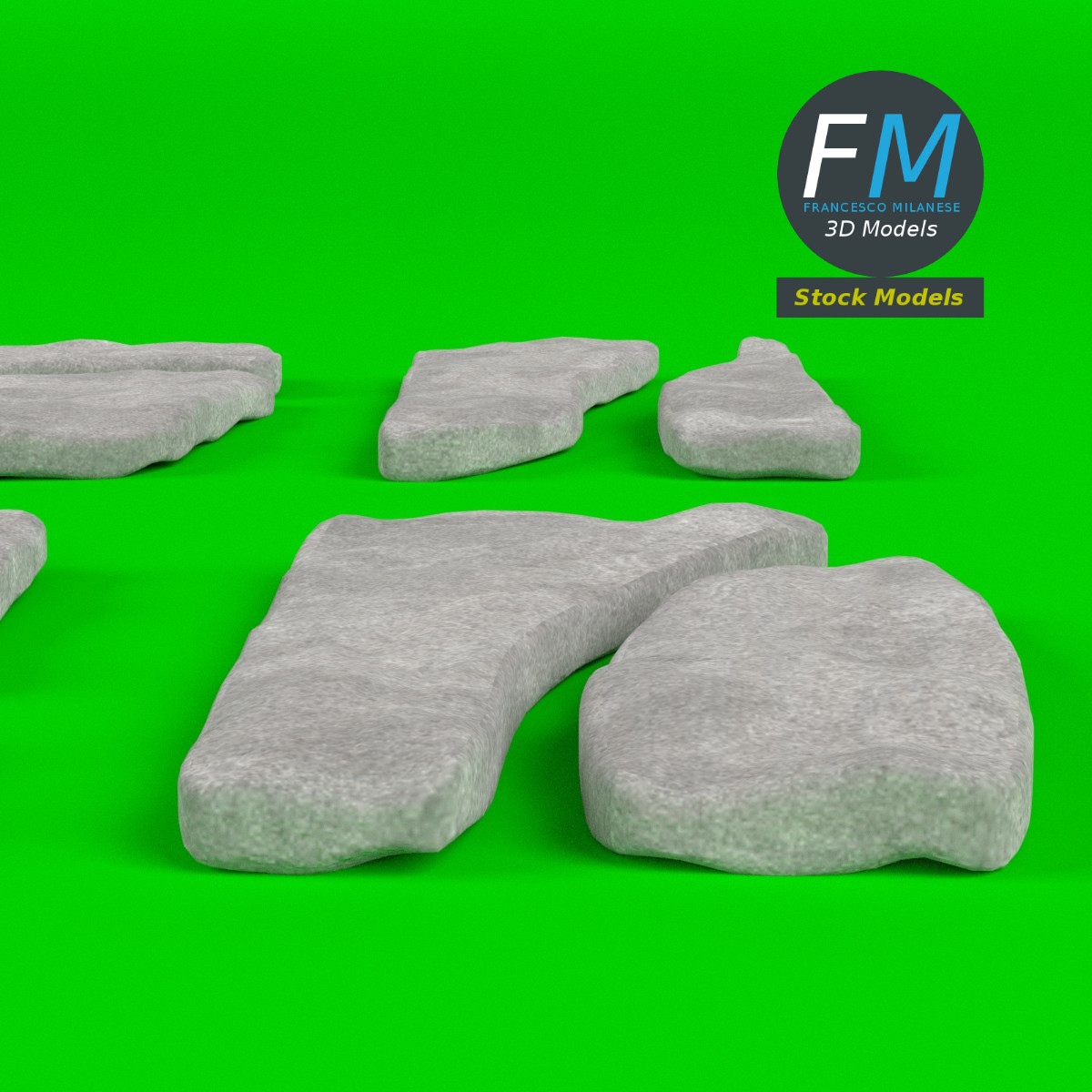 3D MODEL - Stone steppers set