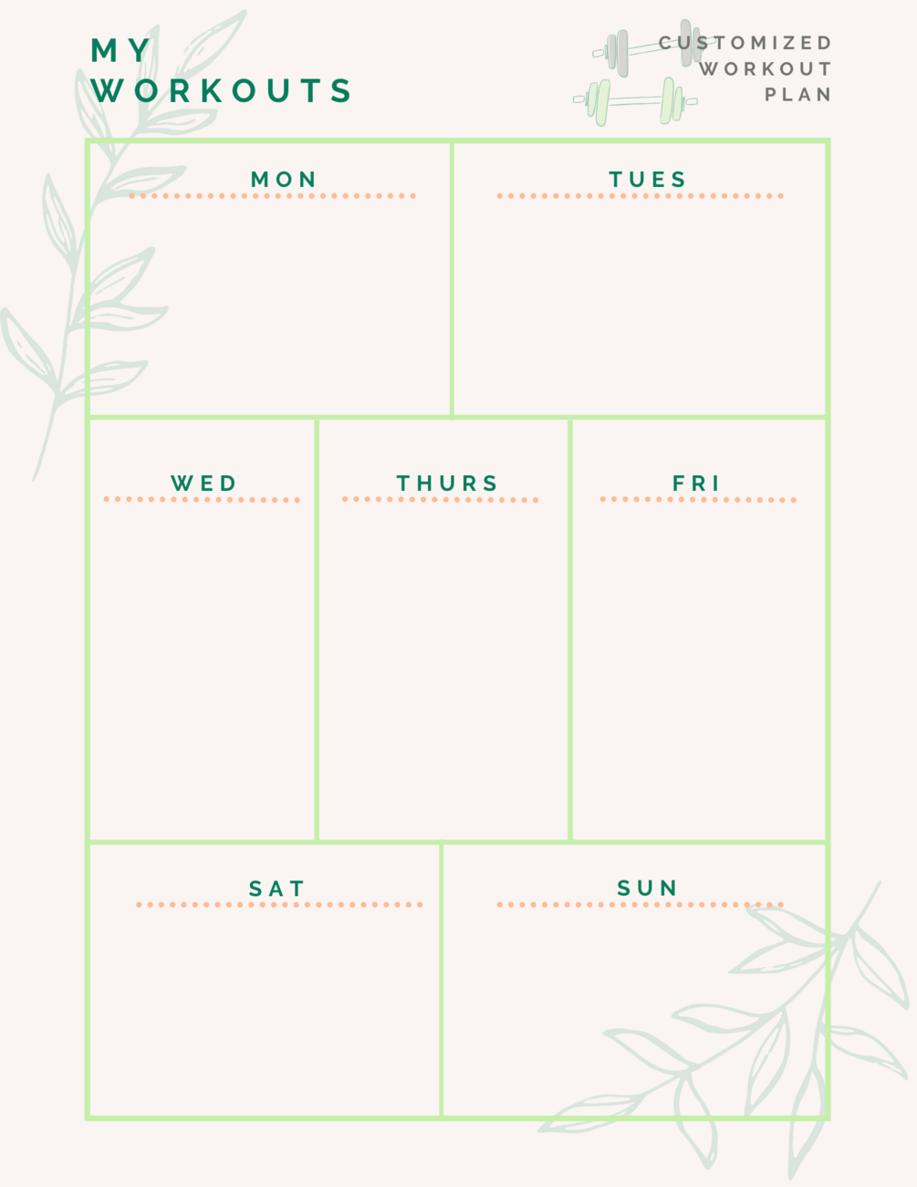 Printable Workout Planner
