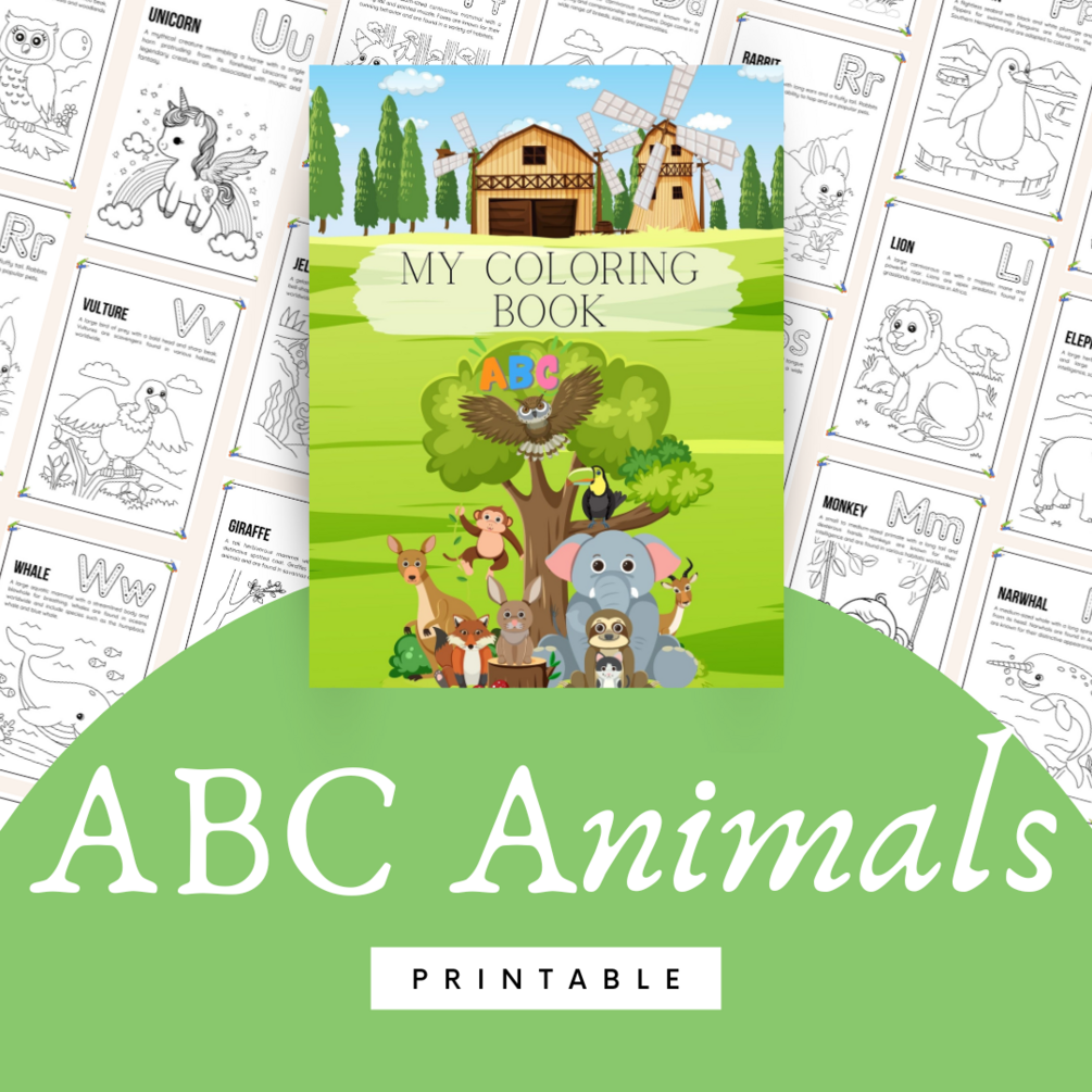 Easy & Fun Printable A-Z Alphabet Animals Coloring Pages for Kids ...