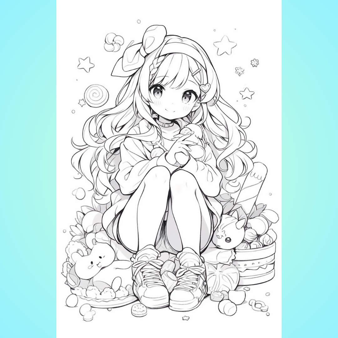 [PDF] Sweet Anime Girl Colouring Adventure - 30 PICTURE - Coloring Book ...