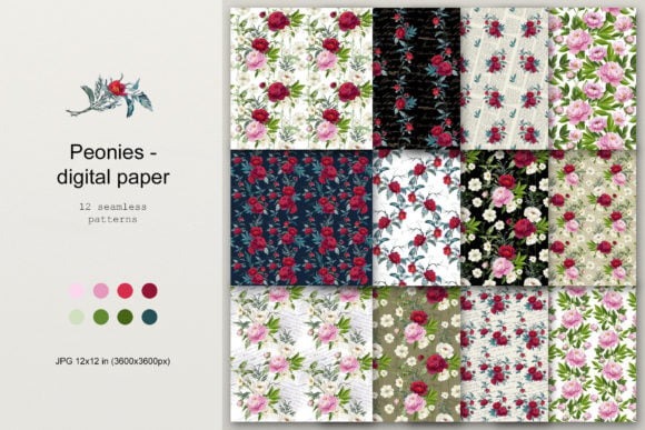 Peonies Digital Paper