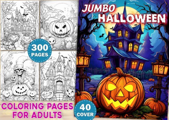300 Jumbo Halloween Coloring Pages for Adults | KDP Interior | Volume 1 ...