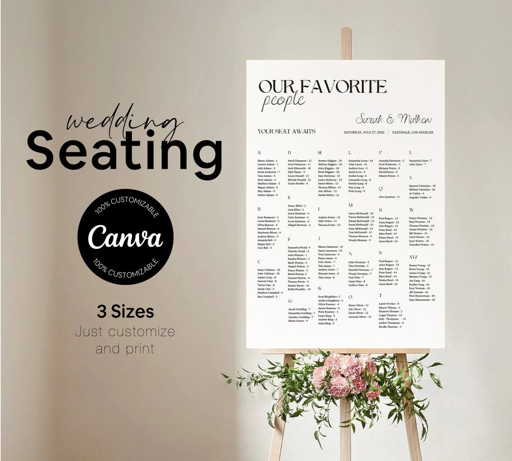 Modern Wedding Seating Chart | Minimalist Seating Chart | Boho Wedding ...