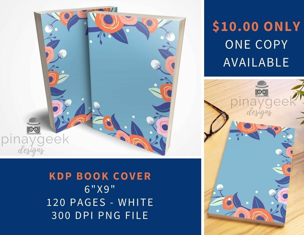 6"x9" Classy Floral KDP Paperback Cover - 120 Pages White - FULL ...