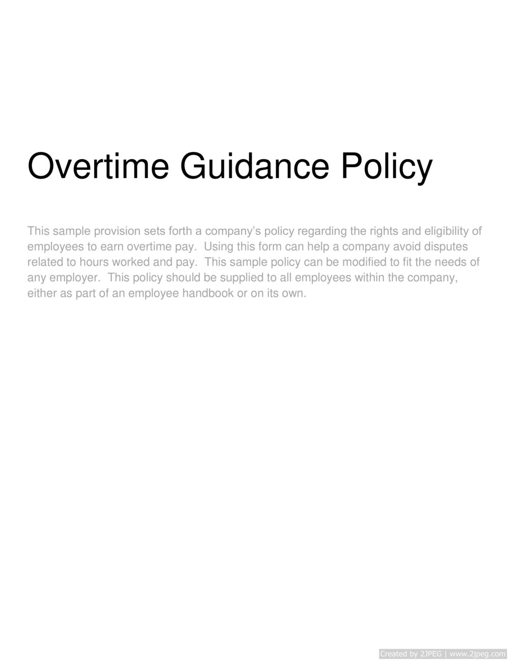 Overtime Guidance Policy