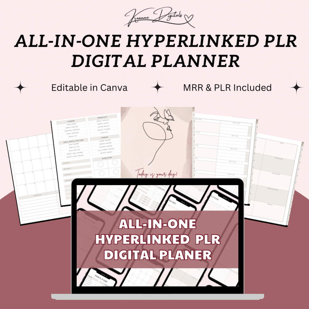 All in One Fully Hyperlinked PLR Digital Planner