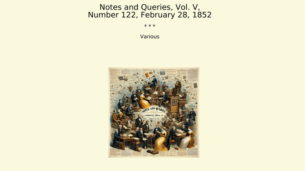 Notes and Queries, Vol. V, Number 122, February 28, 1852