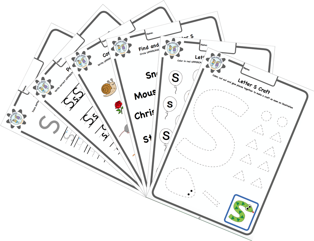 Worksheets letter S (6 pages)