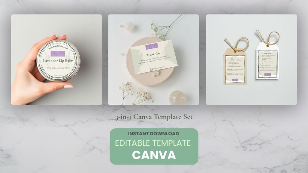 Minimalist Editable Canva Template Set – 3-in-1 for Handmade Items