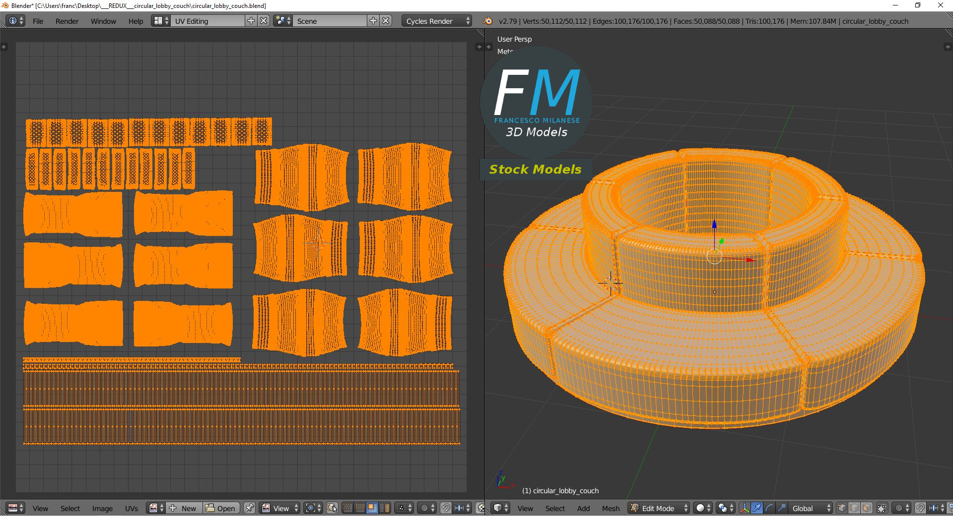 3D MODEL - Circular lobby couch