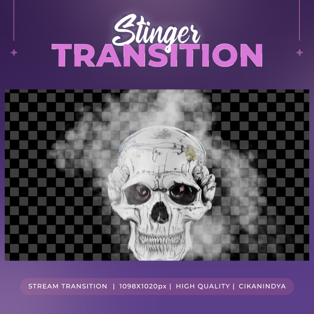 Animated Stinger Transition Floral Skull | Mystical Smoke Effect for Streamers | Gothic Vtuber ...