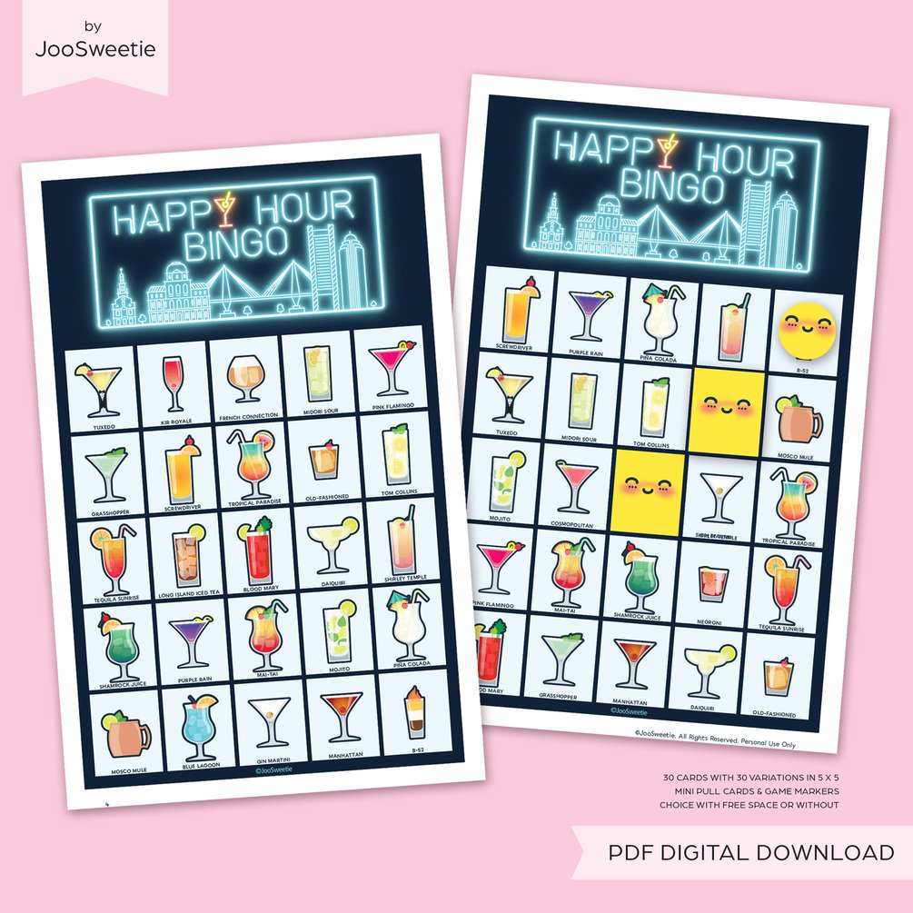 Happy Hour Bingo Game Kit | Printable PDF Download
