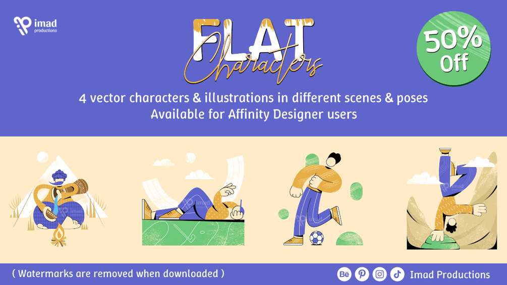 Flat Vector Characters Illustration In Different Scenes And Poses