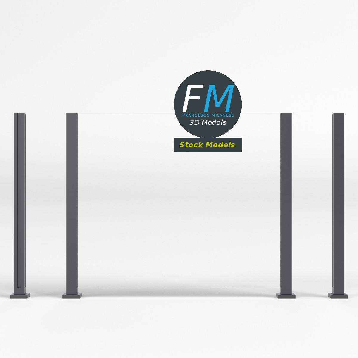 3D MODEL - Glass railing module 1