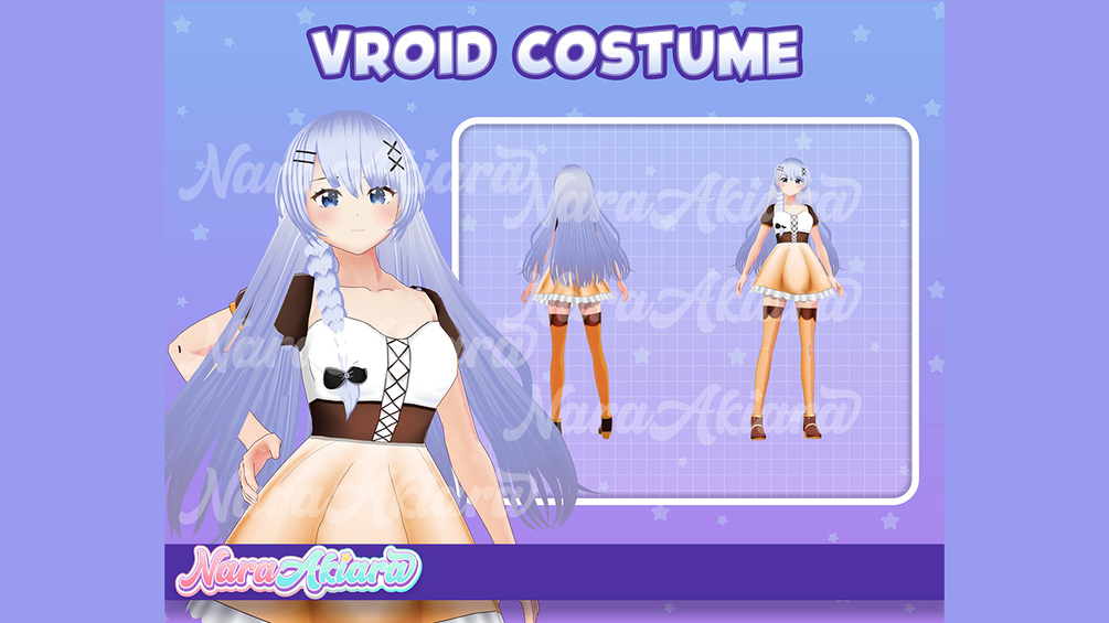 Show Your Style with 3D Vroid Clothes Brown Dress with Gold Skirt for ...