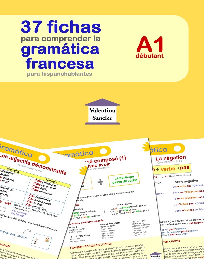 37 fichas para comprender la gramática francesa
