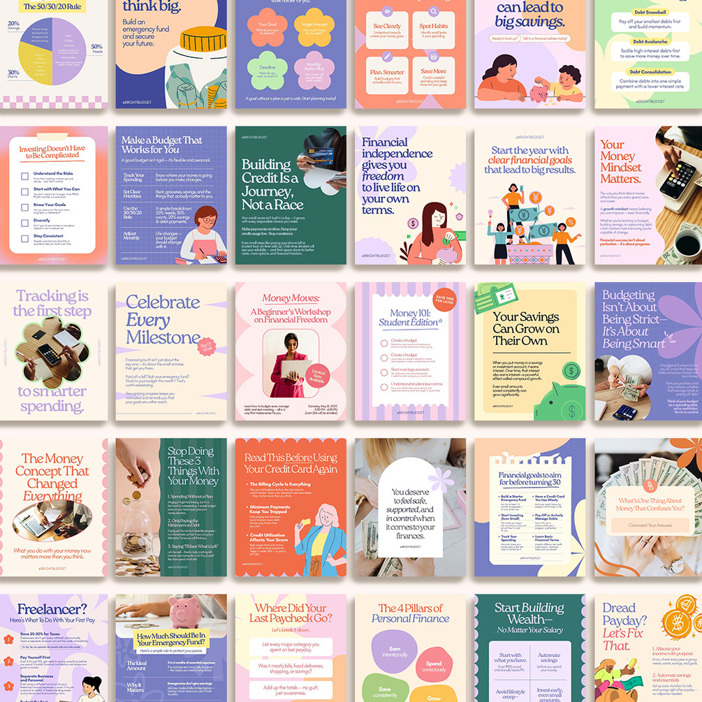 Vibrant Finance Coach Canva Templates | Ready-to-Post and Edit Social ...