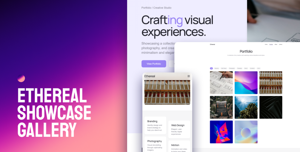 Ethereal Showcase Gallery Template React JS