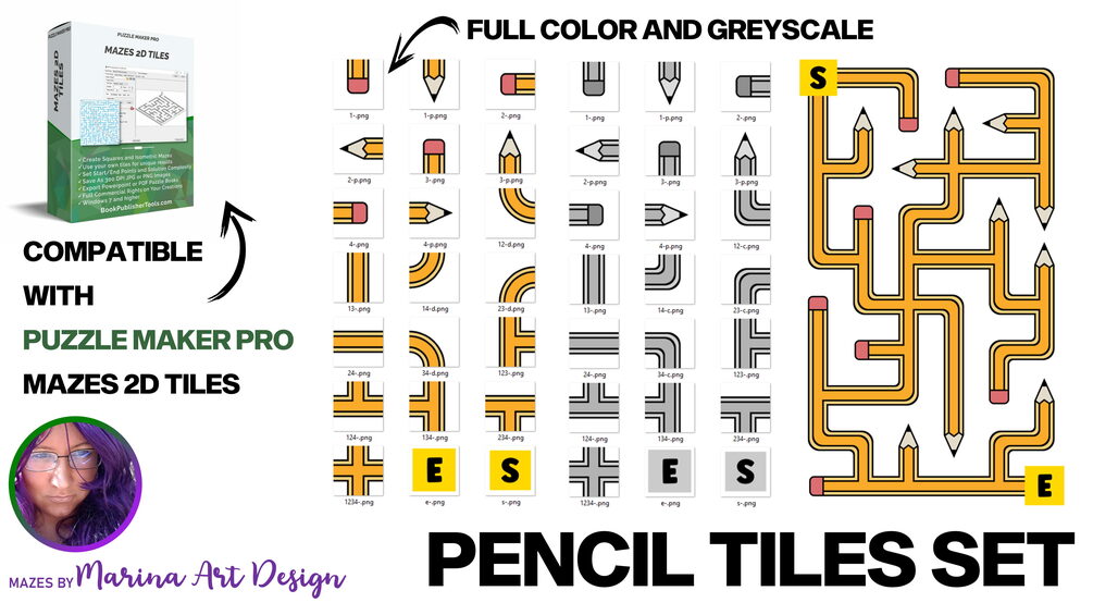 PENCIL MAZE TILE SET FOR PUZZLE MAKER PRO