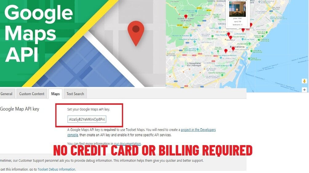 I will provide google maps API key billing enabled