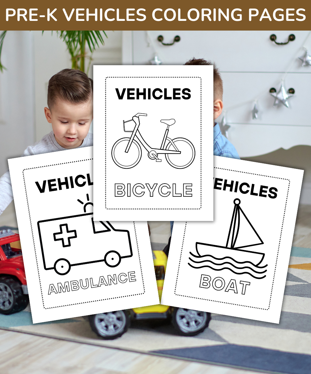 PreK Vehicles Coloring Pages - Set of 15 - Commercial Use Allowed