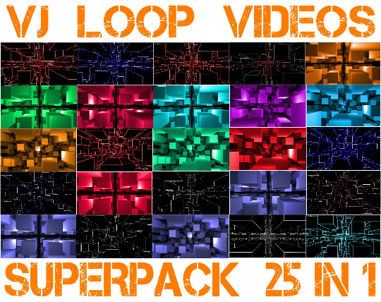 Super Pack - 25 VJ Loop videos. VJ Loop video. Flying in animated cubic ...