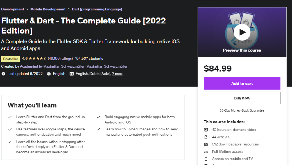 Flutter & Dart - The Complete Guide [ 2022 Edition ]