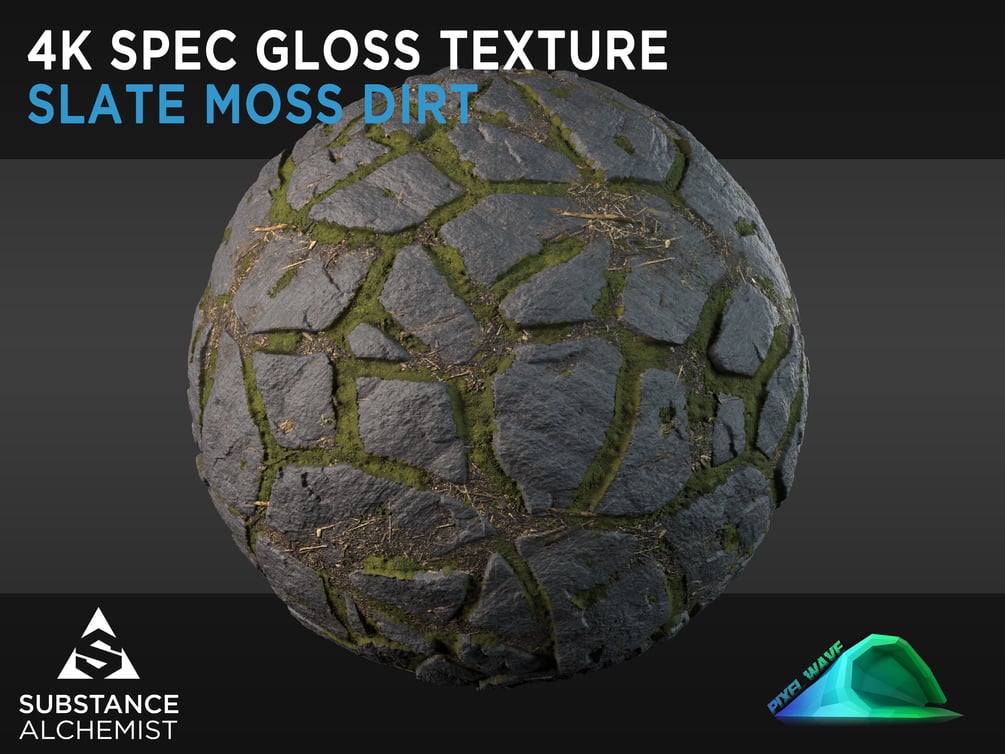 FREE / 4K Spec Gloss Slate Moss Dirt - Tileable