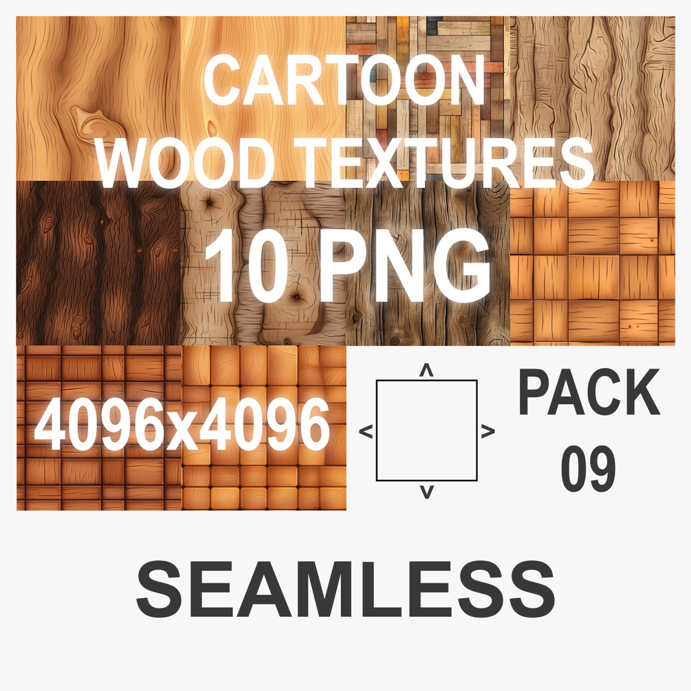 Cartoon Wood Textures Pack 09 - 10x PNG