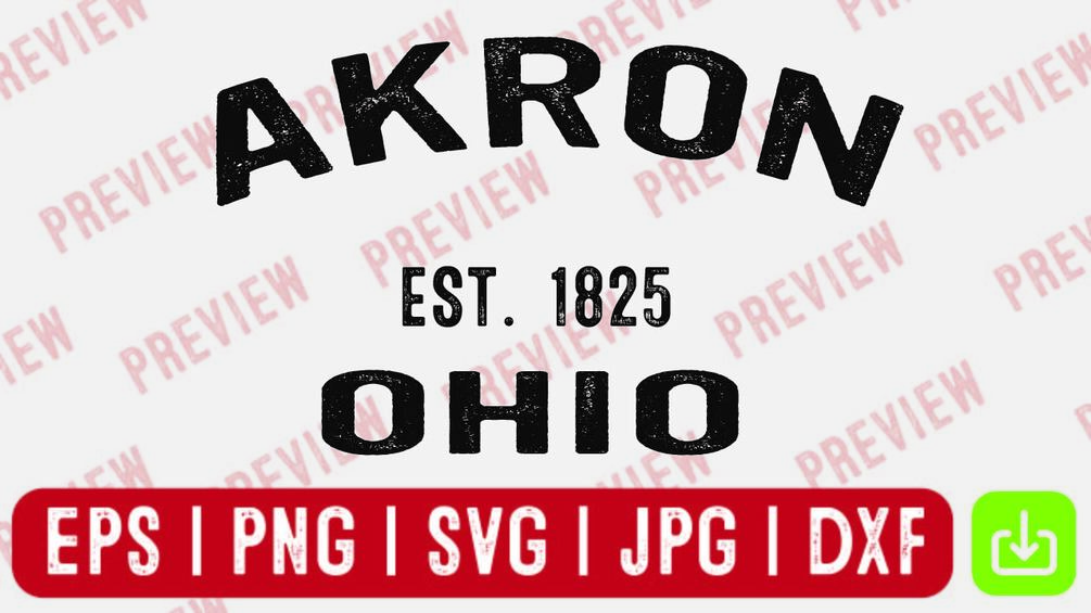 Vintage Akron City Ohio Est 1825 Souvenir SVG EPS DXF PNG / Cut Files ...