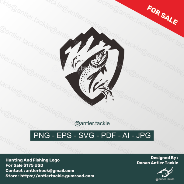 Trout Fish Fly Fishing Mountain Fishing Logo Designed By Donan Antler ...