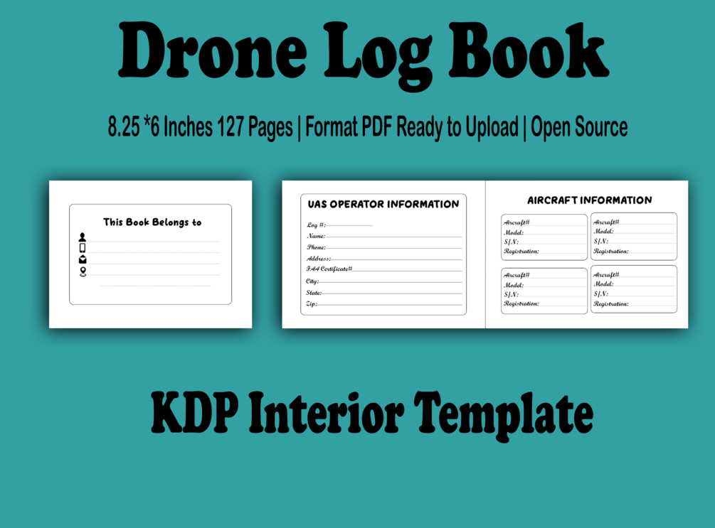 Drone Log Book interior - 127 Pages
