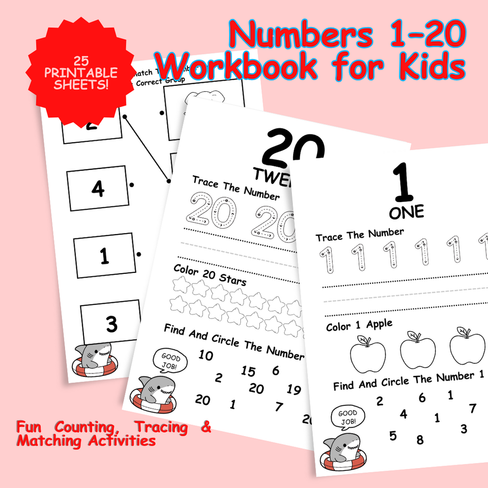 Counting Fun! A Numbers 1–20 Workbook for Kids
