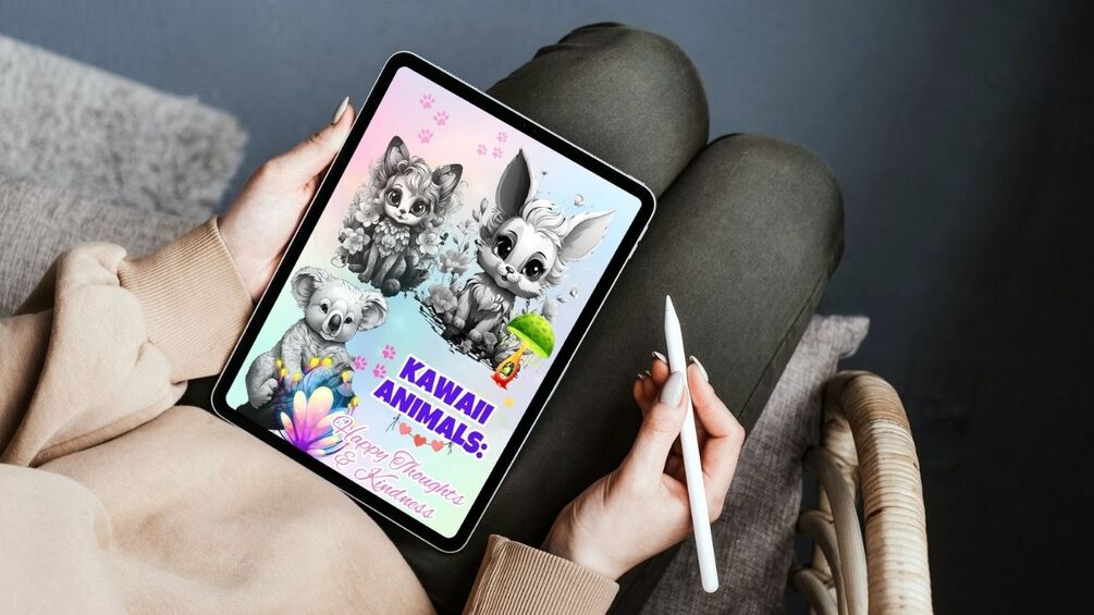 KAWAII ANIMALS: Happy Thoughts & Kindness I Coloring Book with ...