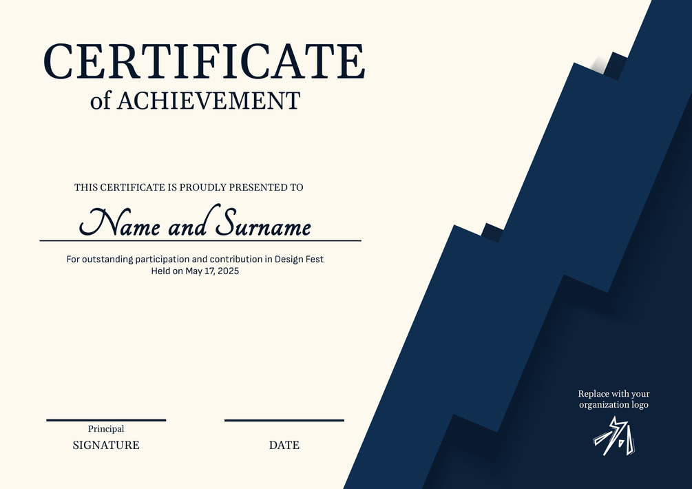 CERTIFICATE TEMPLATE BLUE-CREAM