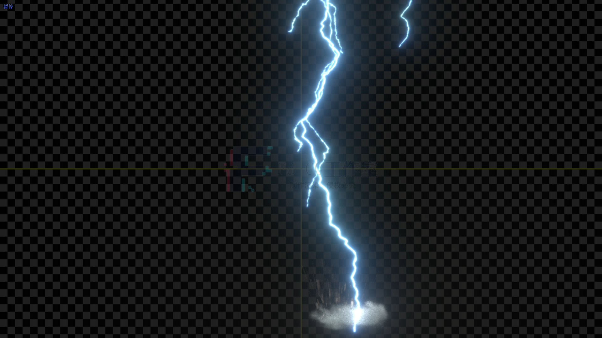 Houdini lightning strikes the ground
