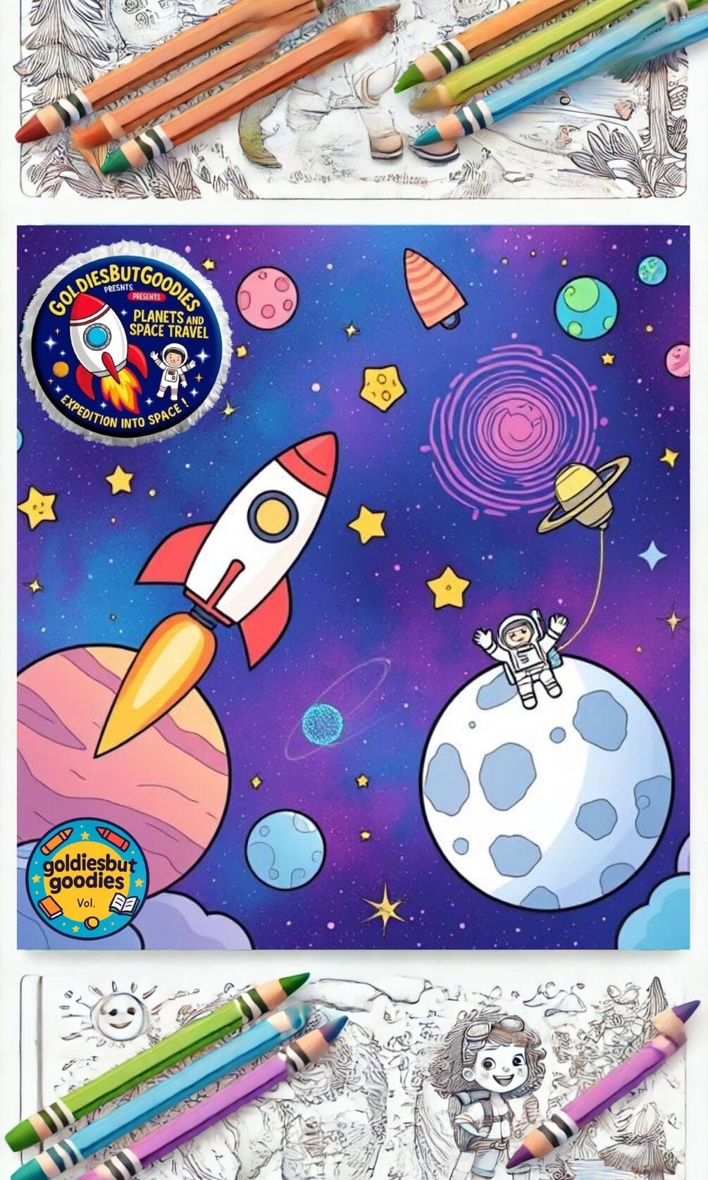 Educational Children Coloring Book - Planets and space travel