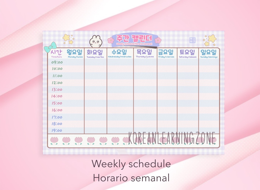 Korean weekly schedule/horario semanal coreano 🇰🇷