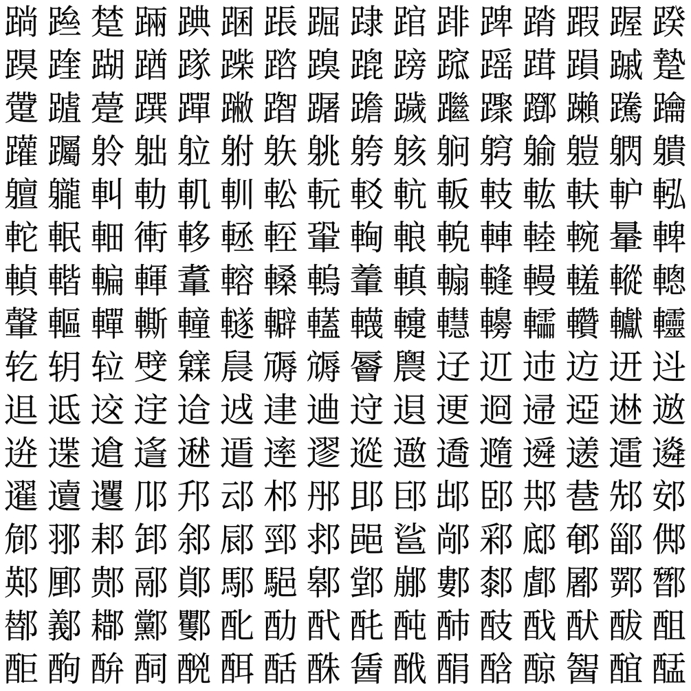 Unicode CJKEA 4800-48ff, 256 letters, SVG file for 2d and 3d