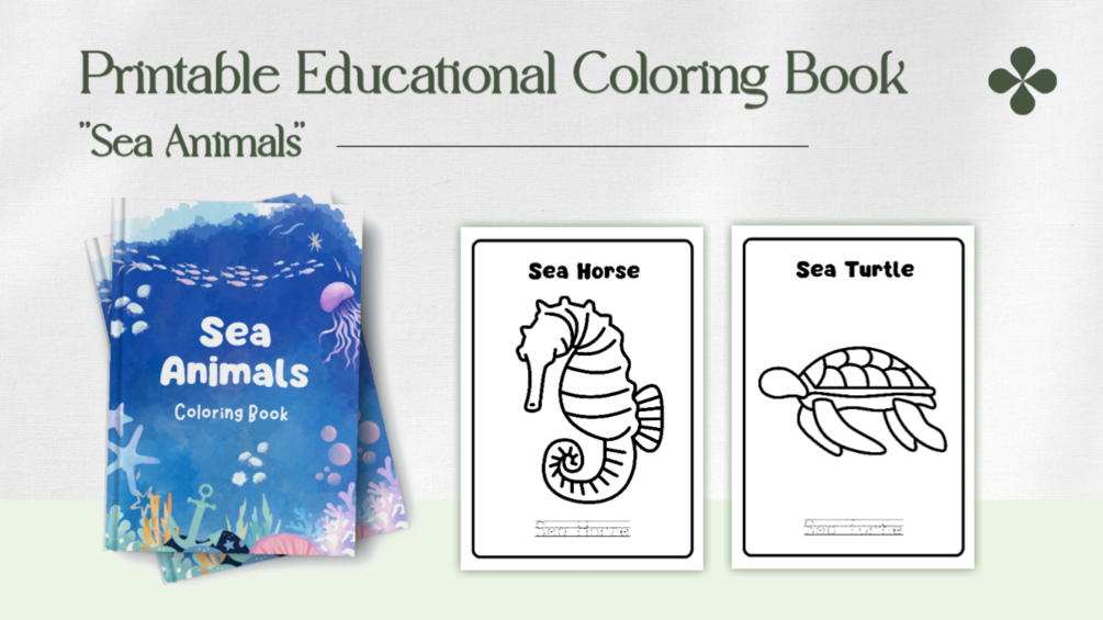 Printable Coloring Book Sea Animals Edition