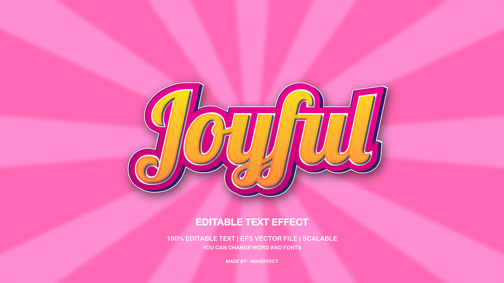 Editable vector joyful text effect template
