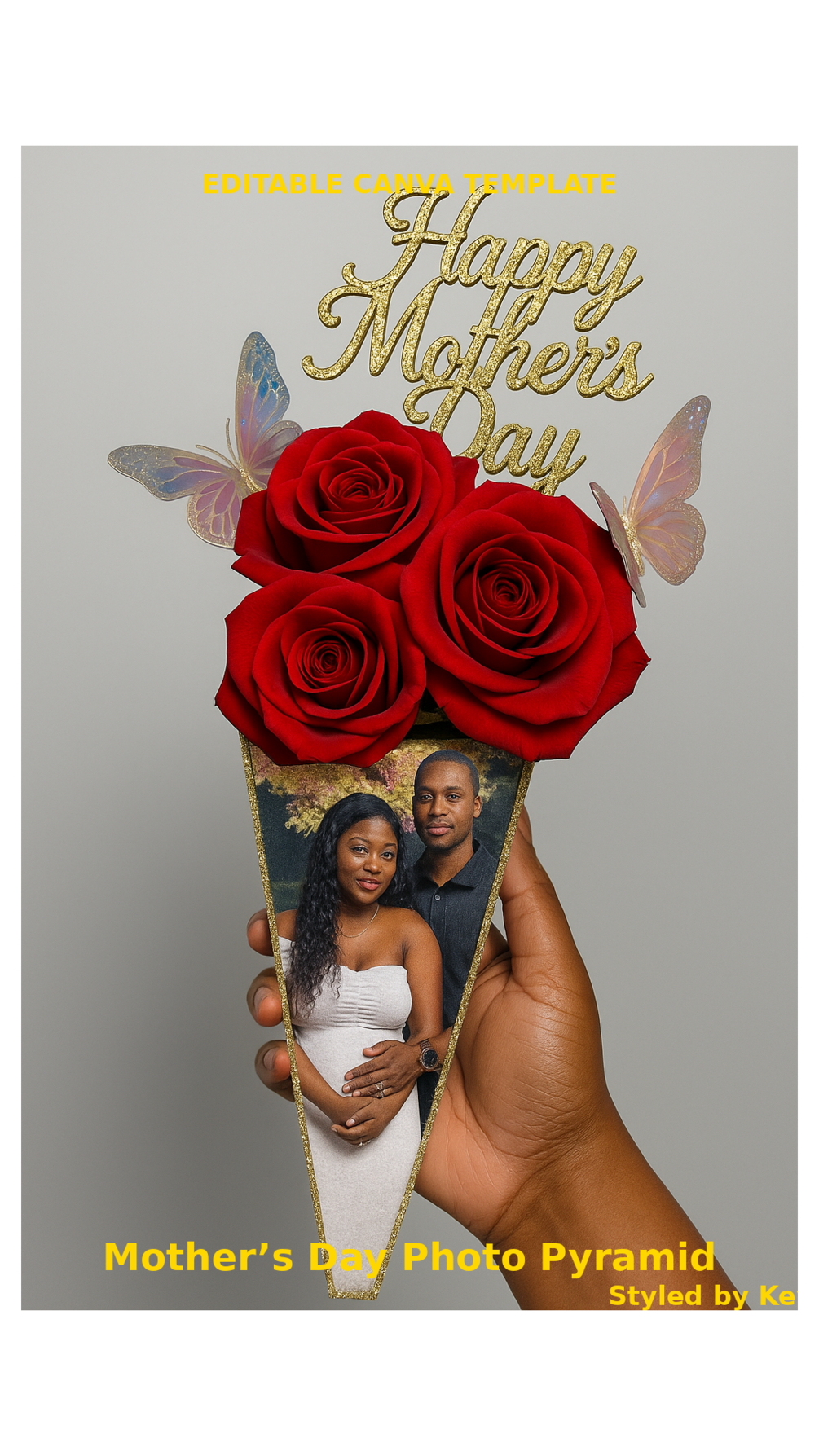 Editable Mother’s Day Photo Flower Cone – Canva Template