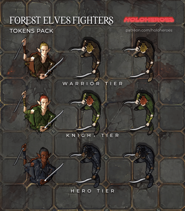 Forest Elves Animated Tokens Pack (36 tokens)