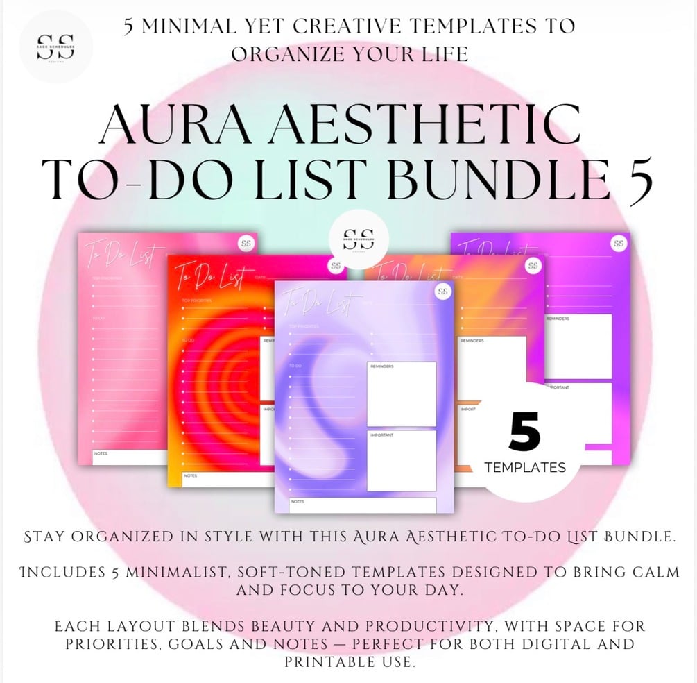 Aura Aesthetic To-Do List Bundle 5 — 5 Minimal Yet Creative Templates ...