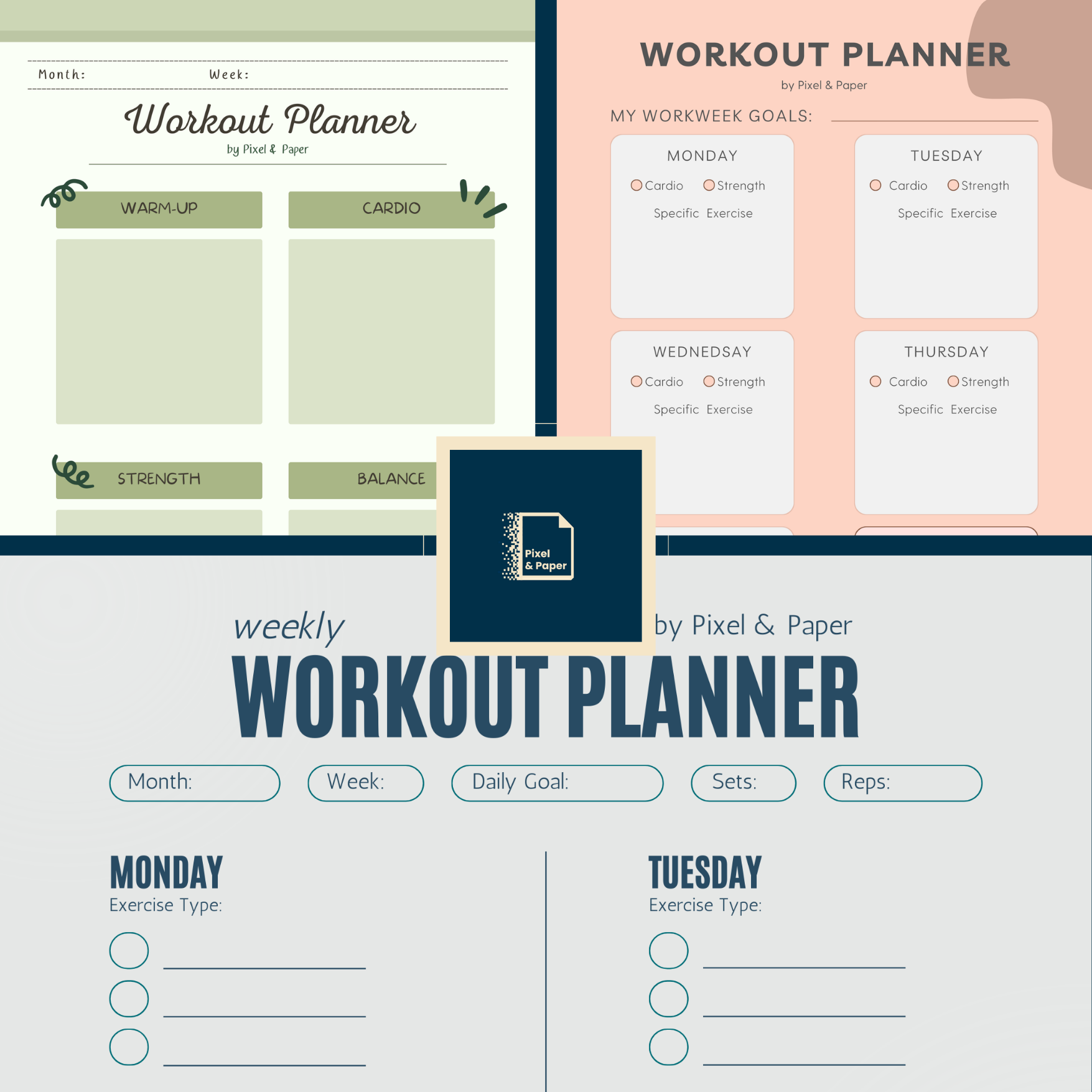 Digital Workout Planners | Editable PDF