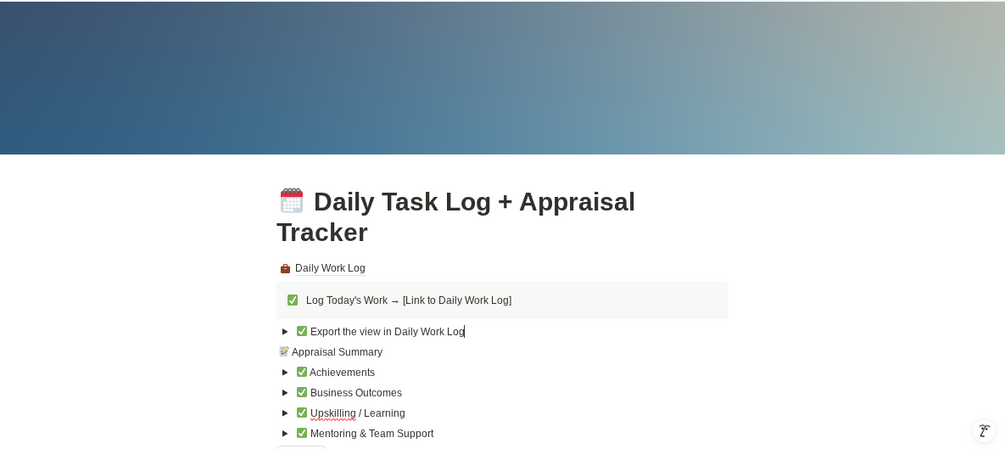 Daily Task Log + Appraisal Tracker