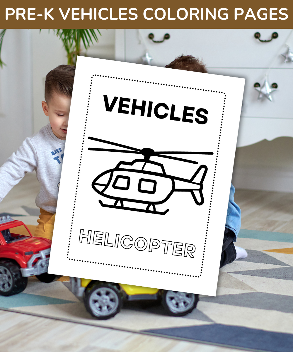 PreK Vehicles Coloring Pages - Set of 15 - Commercial Use Allowed