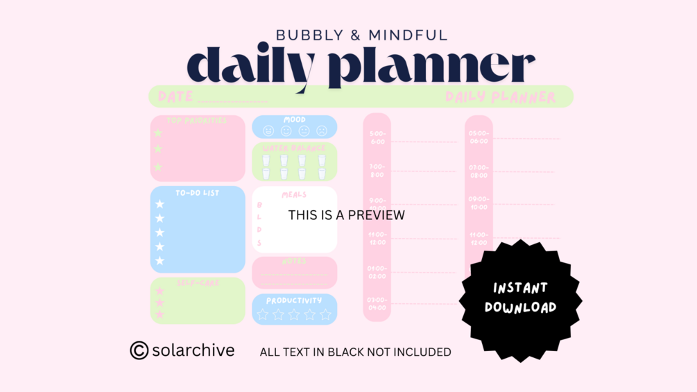 Bubbly Daily Planner for a Mindful Life
