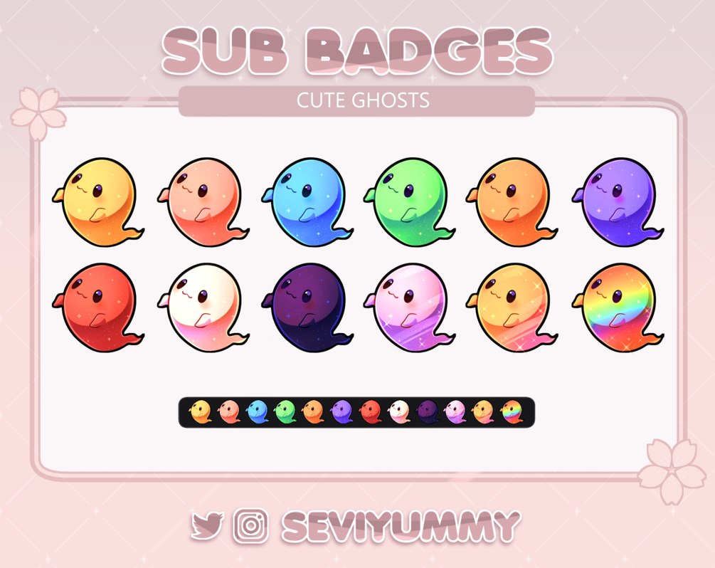 12 Twitch Sub Badges | Ghosts | Kawaii | Pretty | Cute | Stream