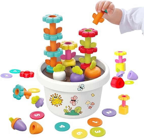 Montessori Flower Garden Toy Set, 7-in-1 Educational Building and ...